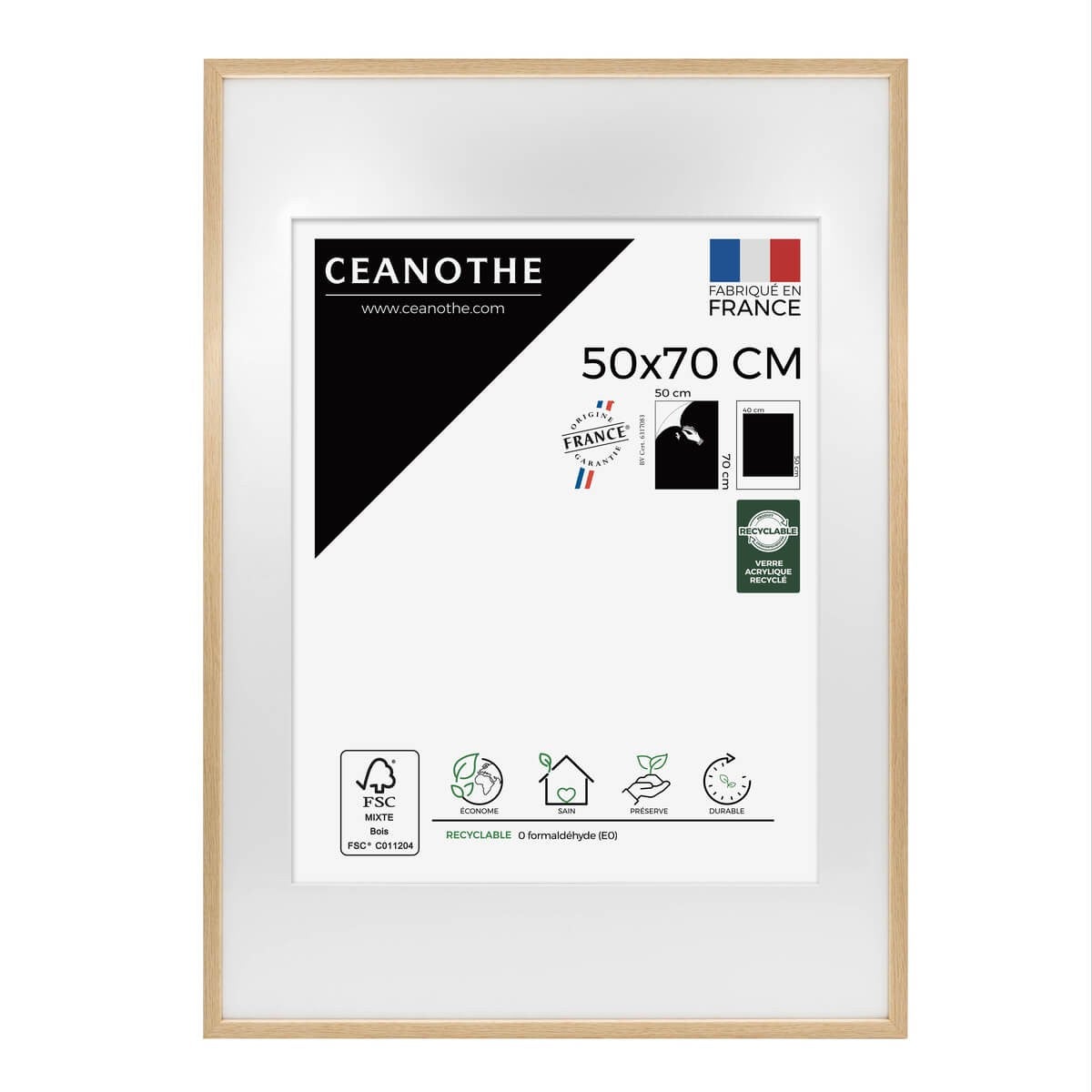 Cadre photo chêne Alba 50x70 cm avec passe-partout | Leroy Merlin