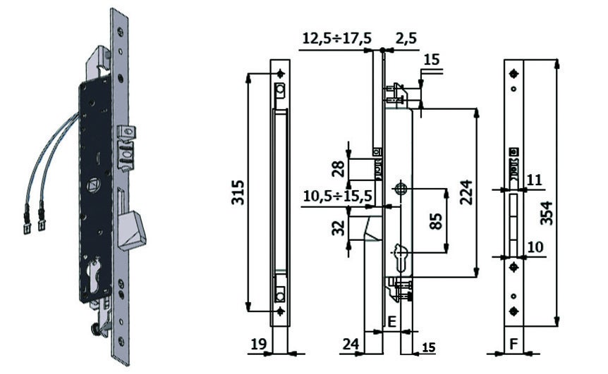 CERRADURA DE EMBUTIR VERTICAL ELECTRICA 1418Q OMEC BQ INOX F.MM 25 F ...
