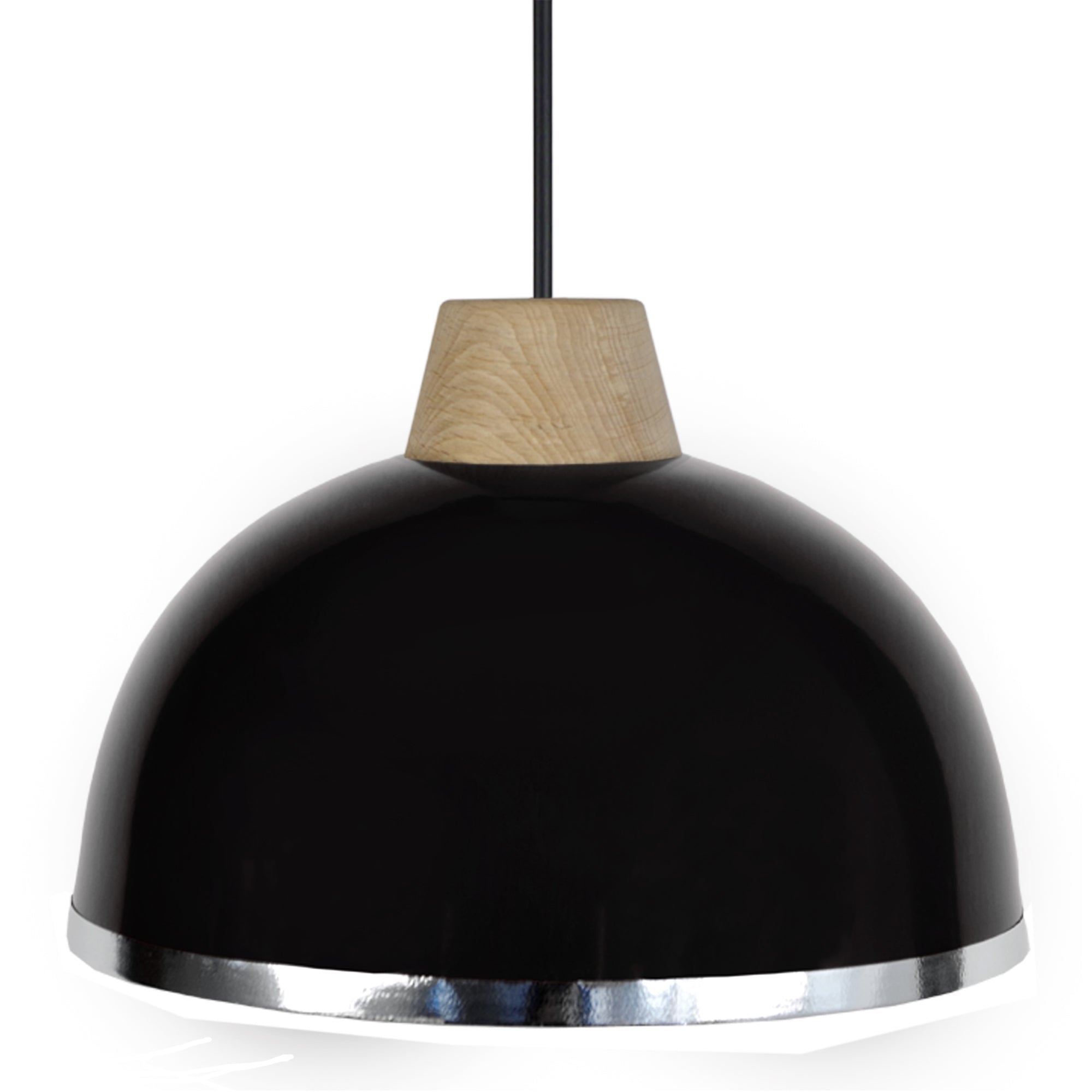 Suspensión TOSEL DEMI BOULE B metal cúpula aluminio, negro Pantalla de ...