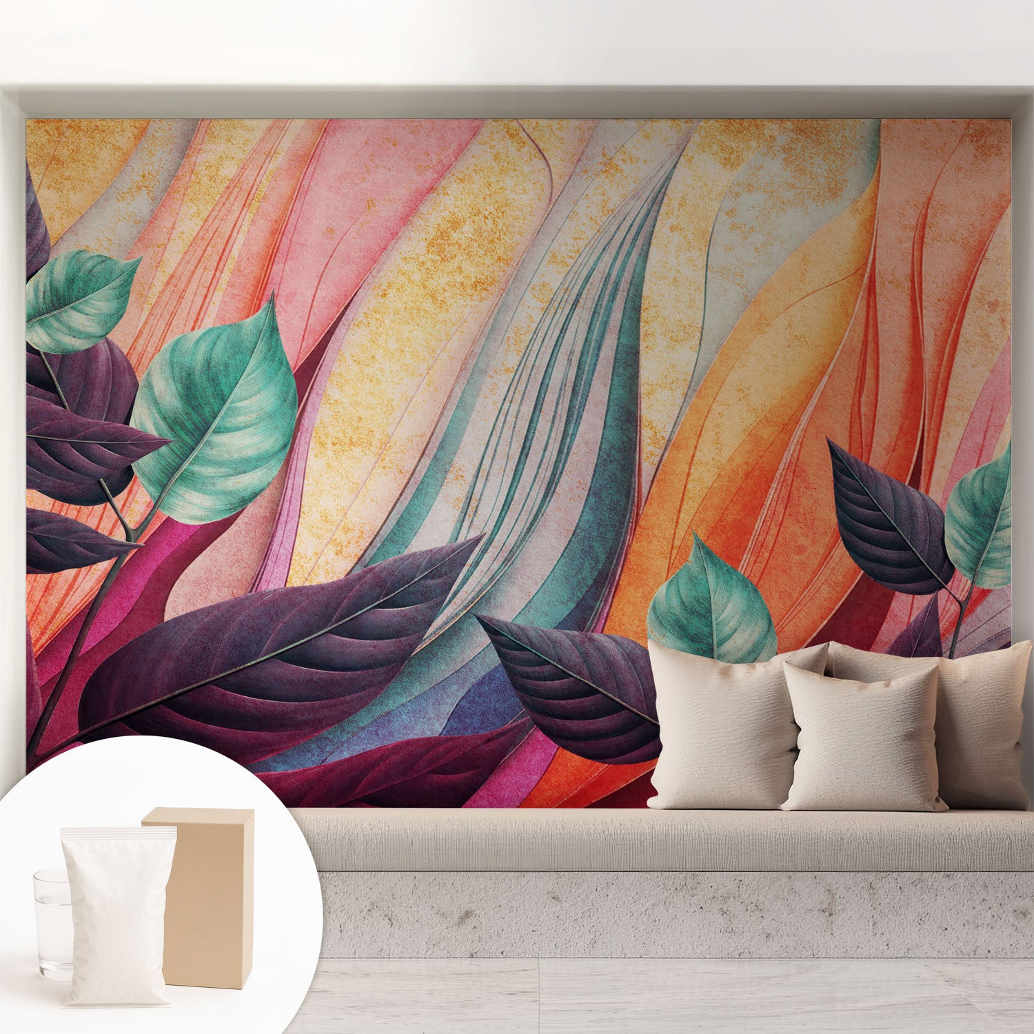 Tapete Intissée Design 208x146 cm - Abstrait feuilles - Wallfluent ...