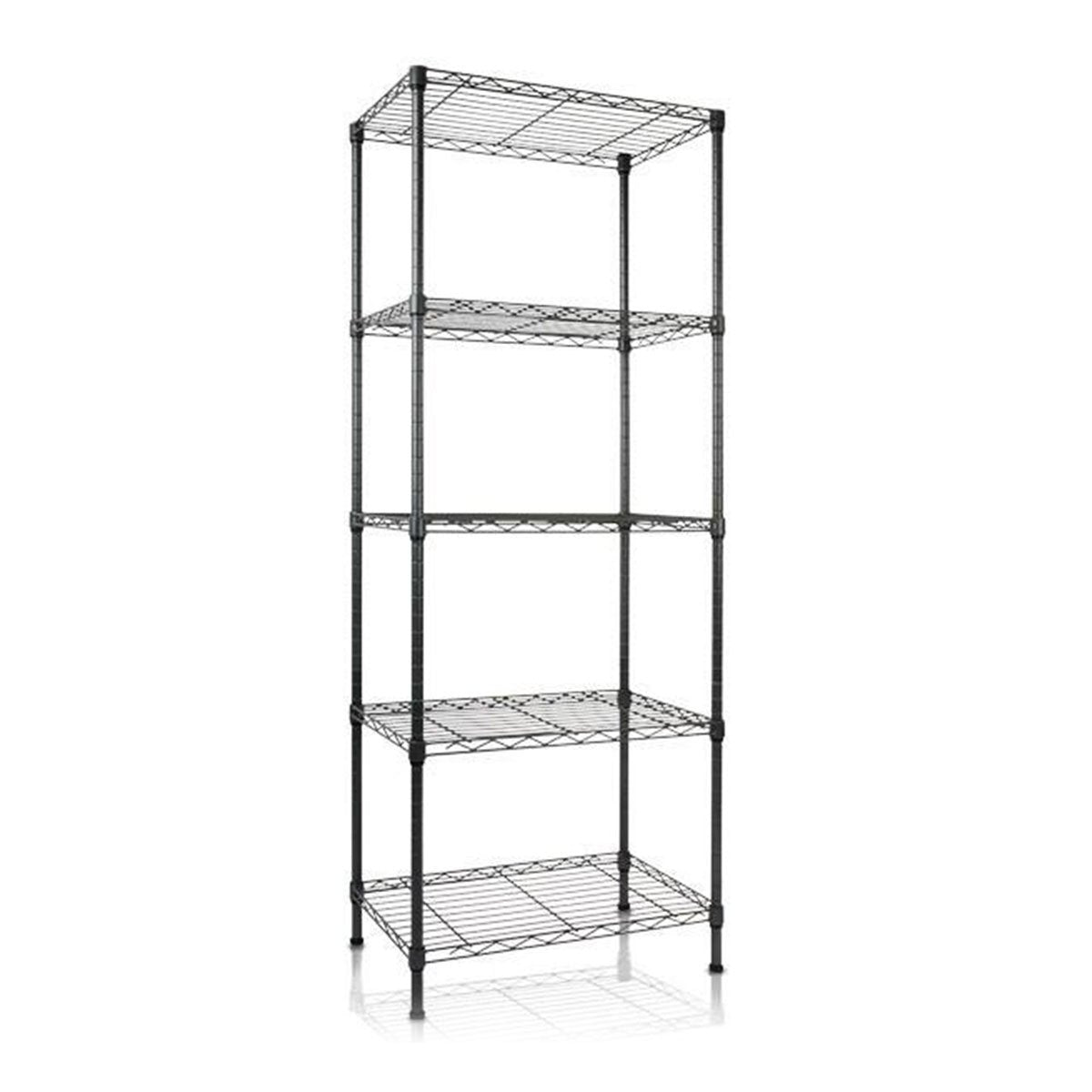 Étagère en métal Rocky 4/5 Étagères Noir 90 x 45 x 200 cm | Charge Max ...