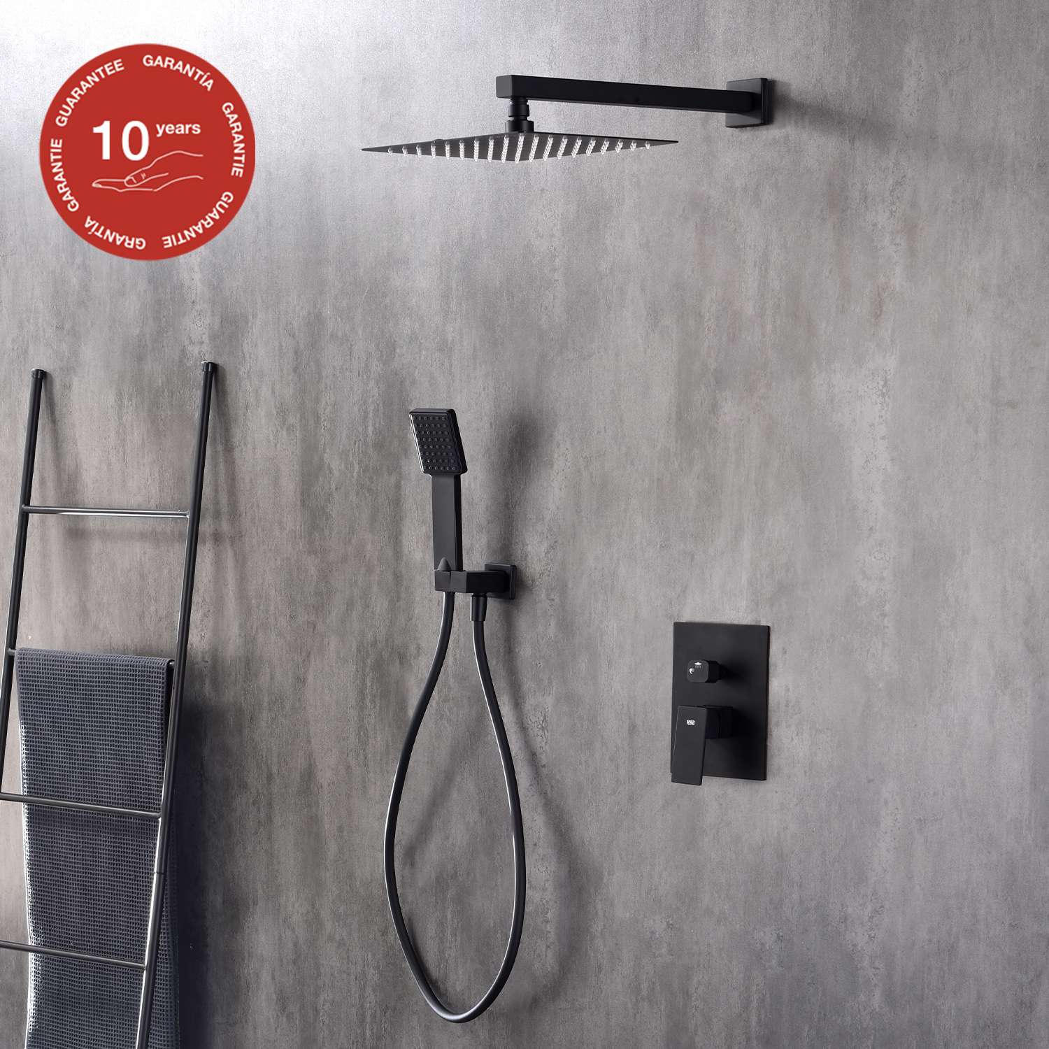 Ensemble de douche encastré mécanique 2 voies SKY BATH noir mat PVD ...