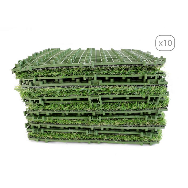 Lot de 10 dalles de gazon 30x30 cm vert | Leroy Merlin