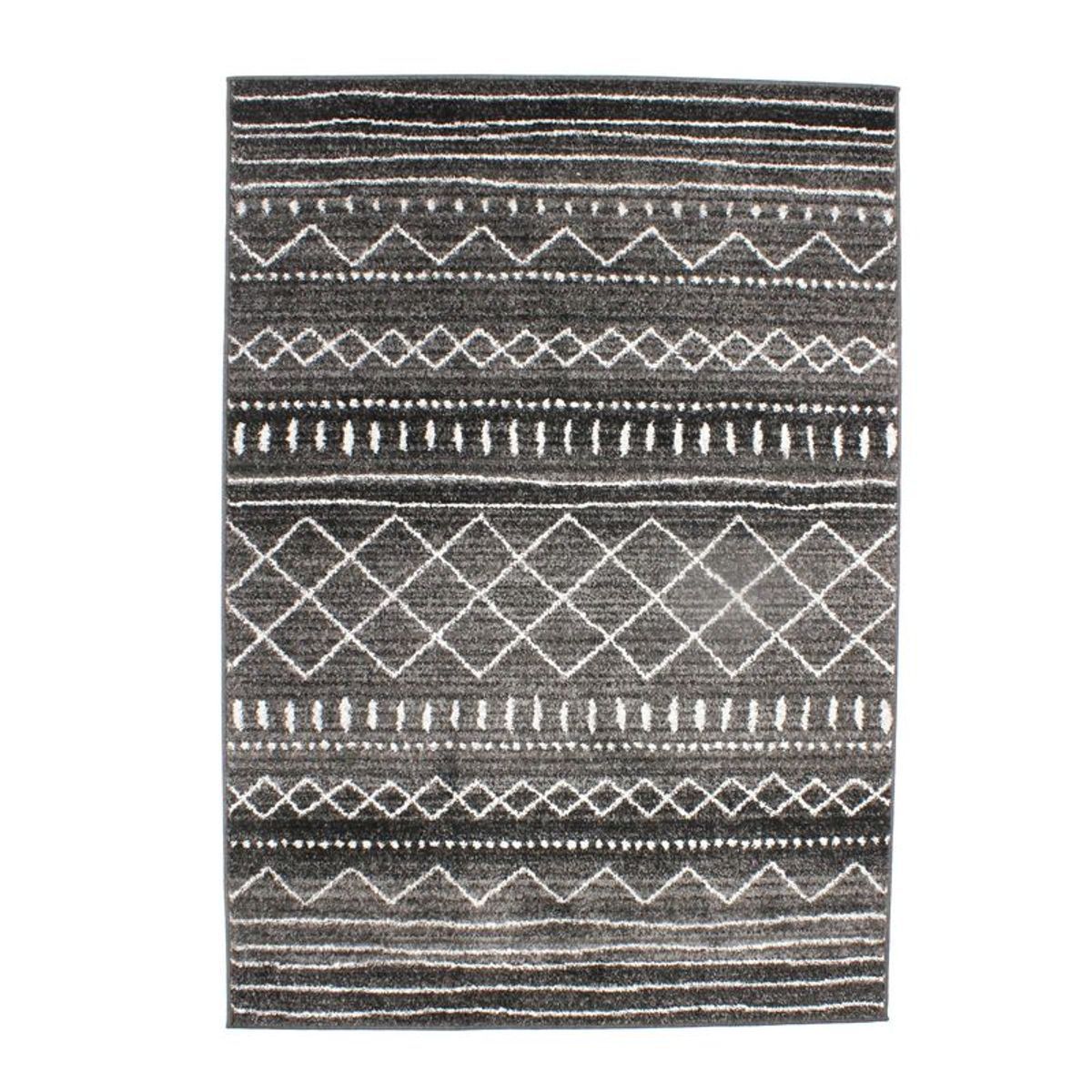 Tapis salon toucher laineux imprimé motifs hniques noir 133x190 | Leroy ...