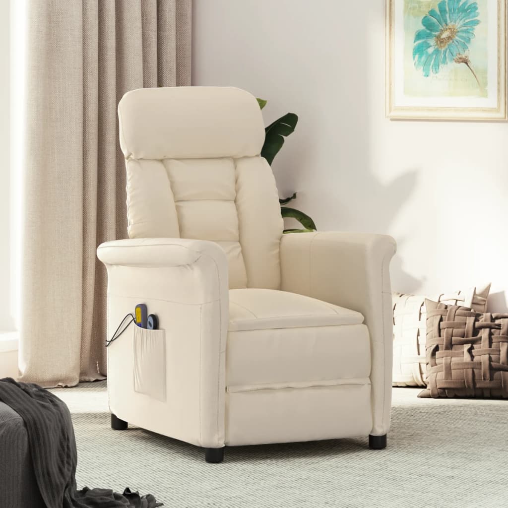 Sillón reclinable de masaje eléctrico microfibra beige | Leroy Merlin