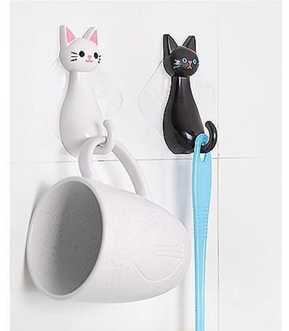 Gancho con ventosa Gato blanco y negro - Gancho de pared, perchero para ...