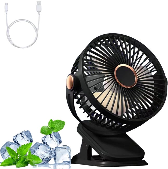 Ventilateur de camping portable à pince, 5 vitesses, port USB ...