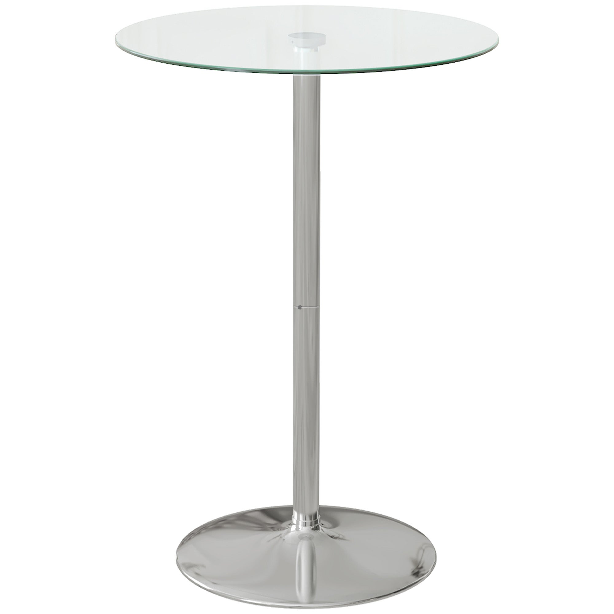 High Top Bar Table, Round Kitchen Table with Tempered Glass Top and ...
