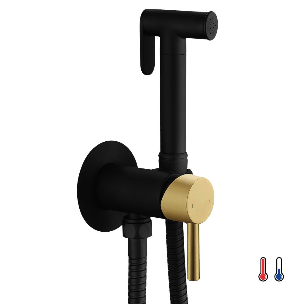 Kibath Robinet WC HYGIÈNE INTIME 2 eaux NOIR OR mat en laiton | Leroy ...