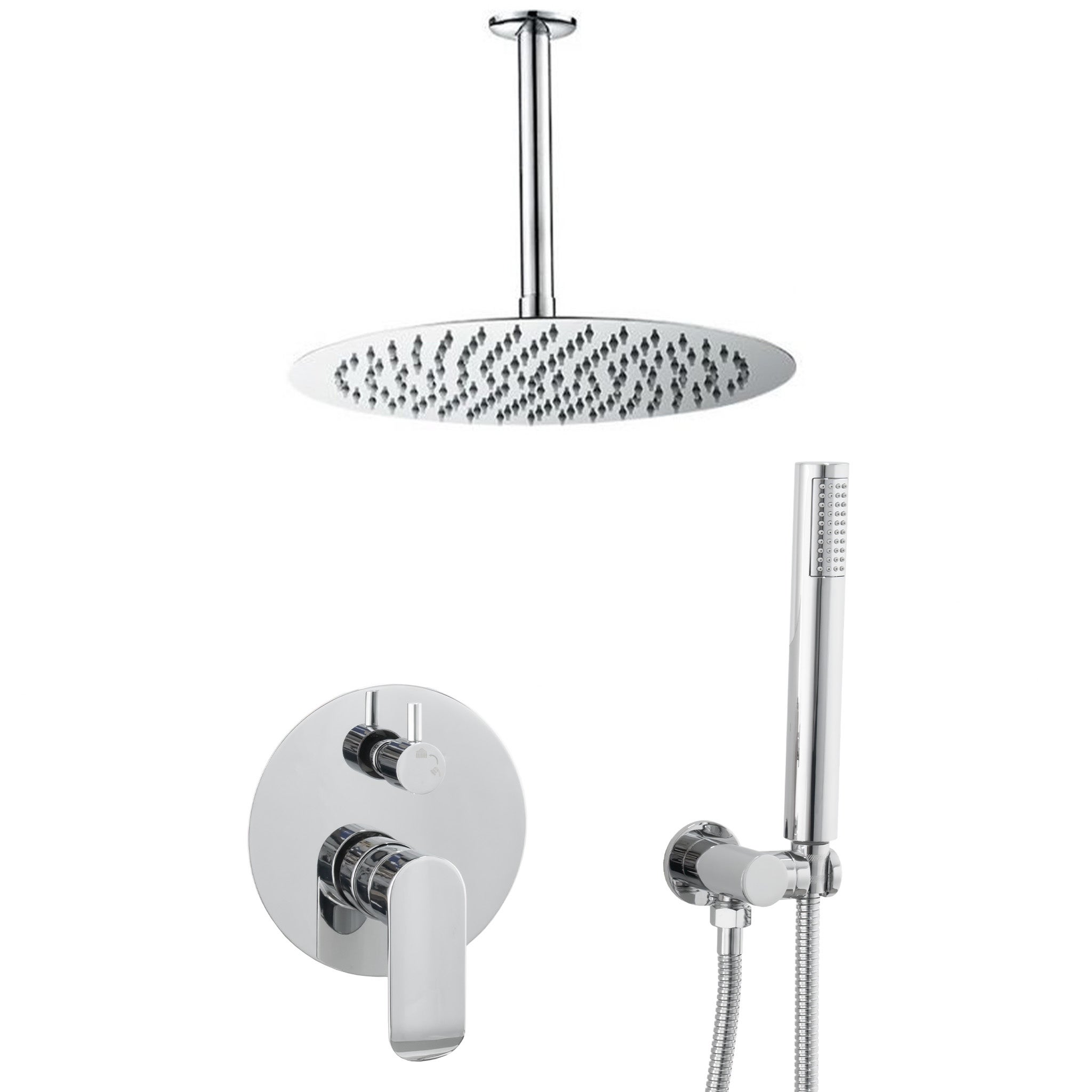 Valaz Douche murale encastrée ronde chromée à levier unique - Série ...