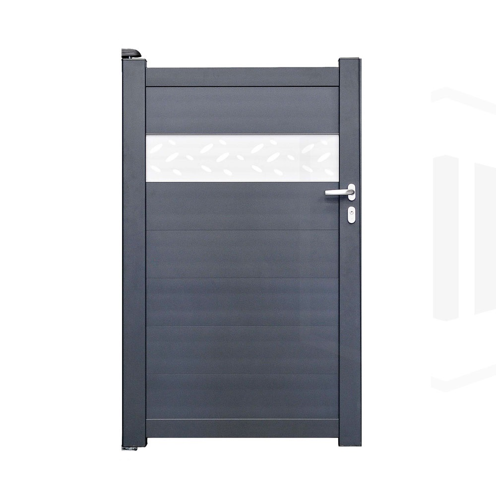 Portillon aluminium BERTONE Gris 7016 Haut 160 x Larg 100 cm - Lames ...