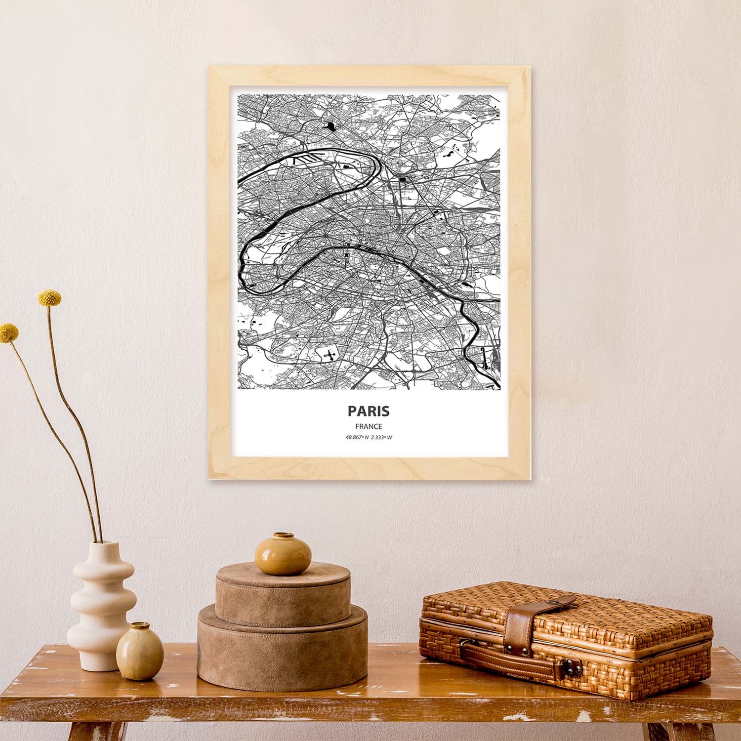 Poster Della Mappa Di Parigi - Francia. Fogli Francesi Con Mari E Fiumi ...