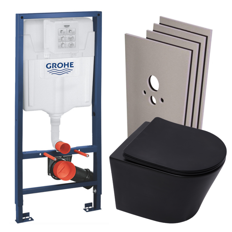 Pack WC Bâti-support Rapid SL + Cuvette SAT Infinitio noire mat ...