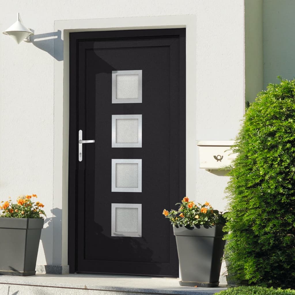 Puerta de entrada antracita 98x208 cm PVC | Leroy Merlin