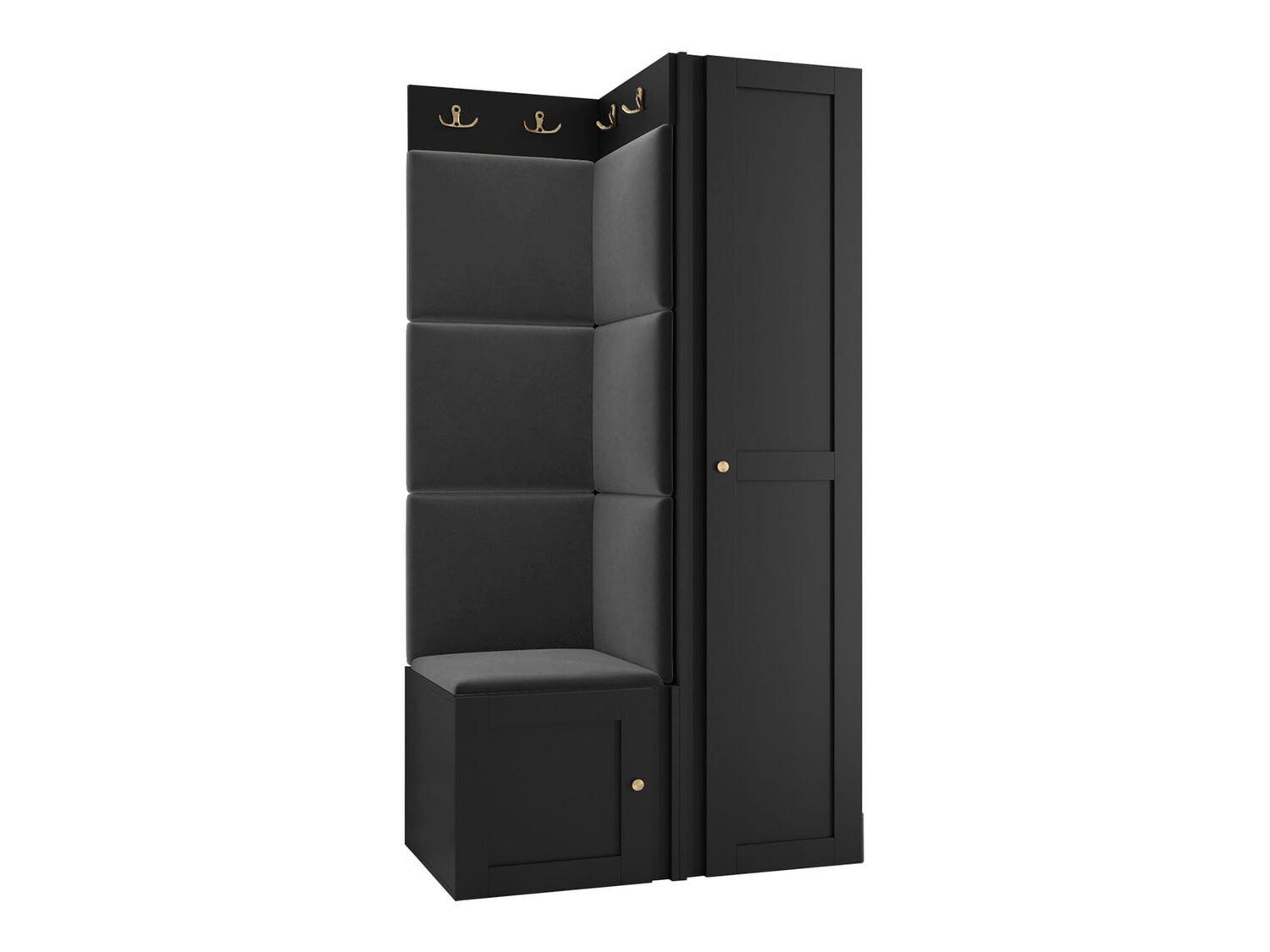 Conjunto de recibidor Hartford 381, 186x82x46cm, Negro, Tapiz, MDF ... Conjunto de recibidor Hartford 381, 186x82x46cm, Negro, Tapiz, MDF ...