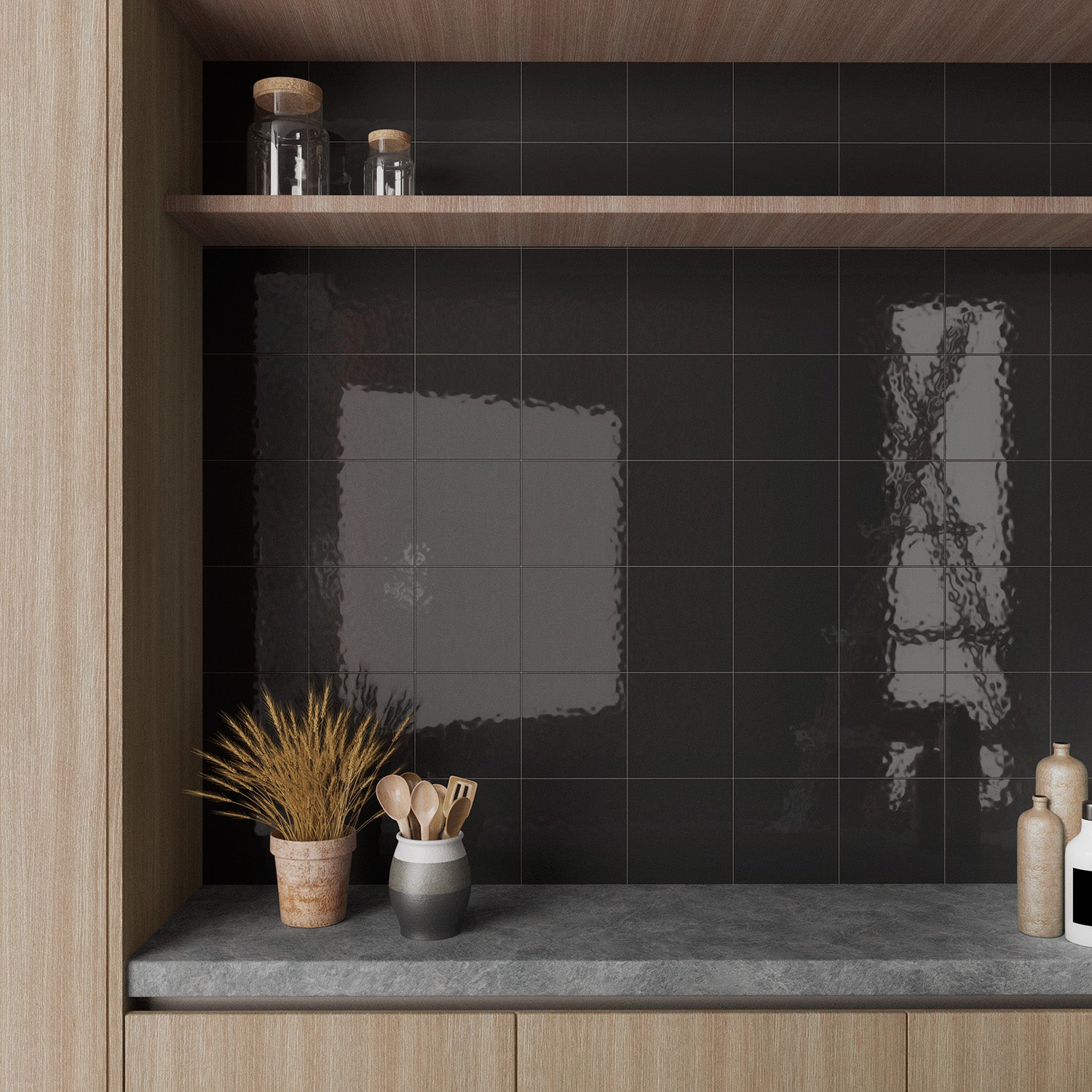 CUBIC NOIR BRILLO (PR) 20X20 Pasta Roja. Revestimiento para pared ...