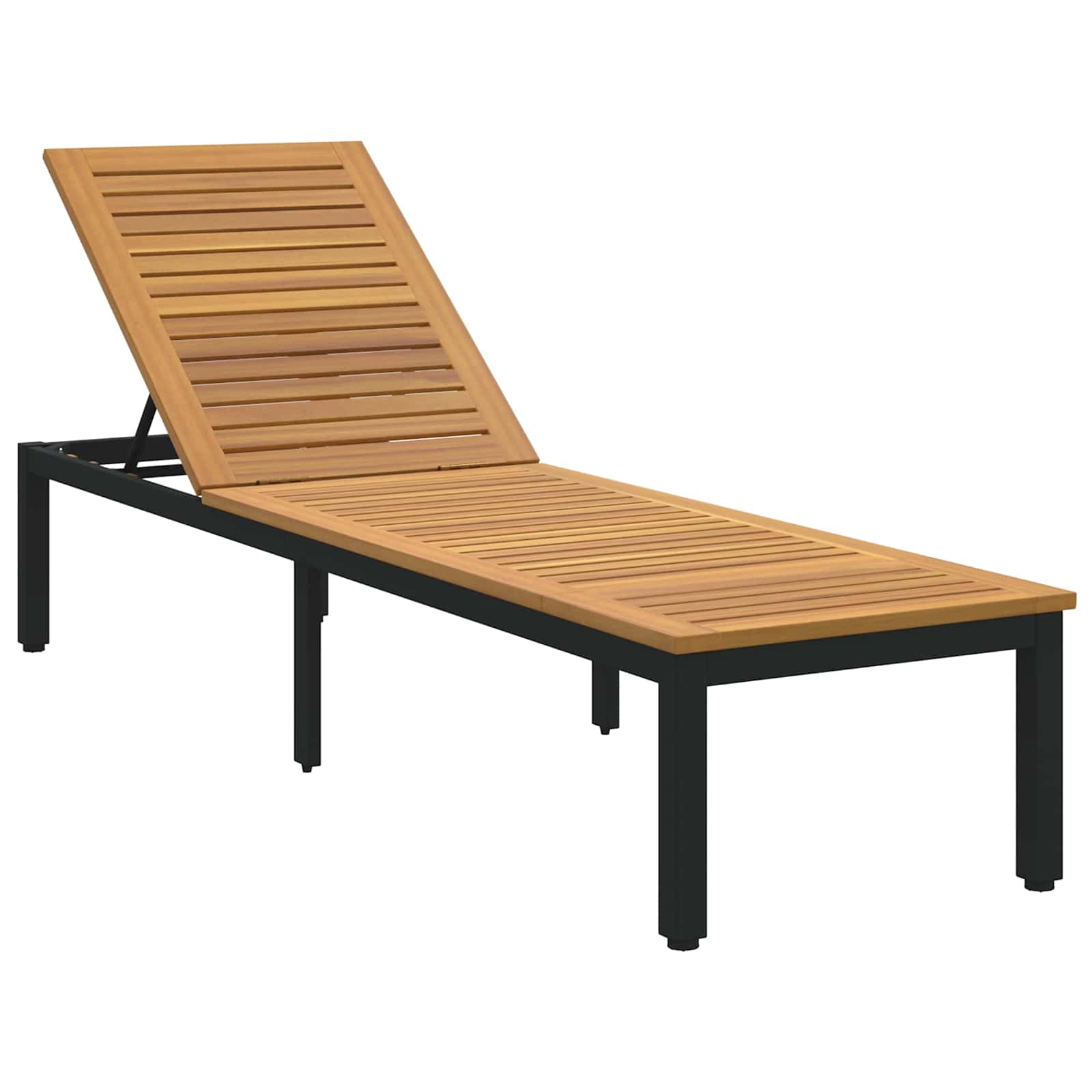 Transat Noir 200 x 55 x 35 cm Bois d'Acacia Massif | Leroy Merlin