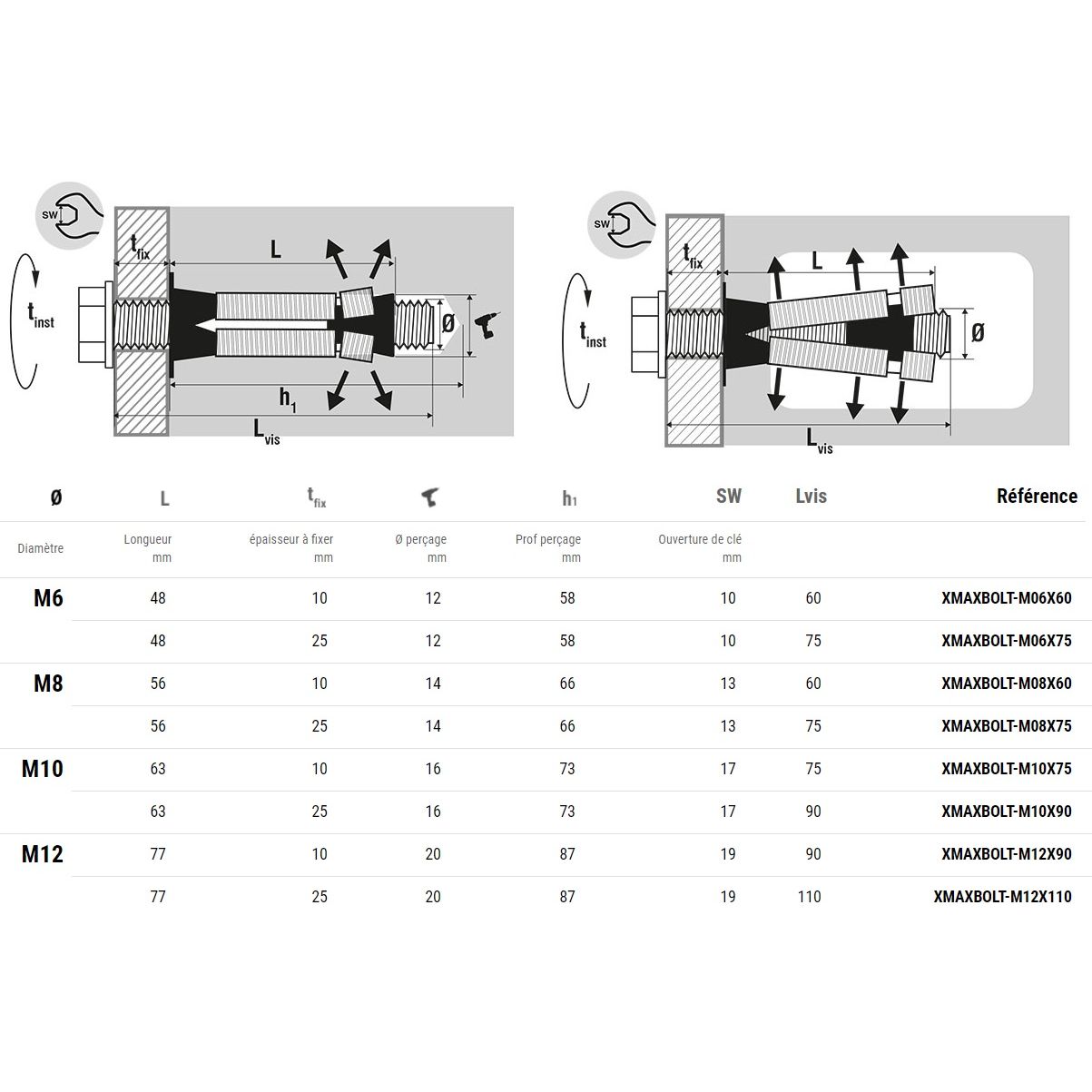 Anclaje resistente SCELL-IT TAC acero - M6 - 60mm - Caja de 25 ...