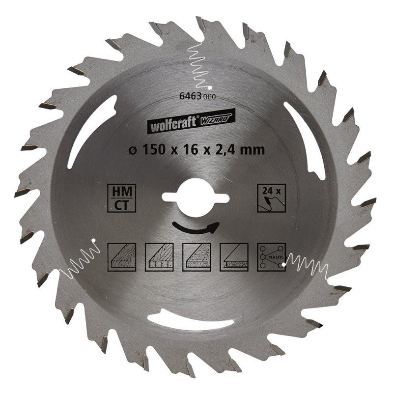 WOLFCRAFT 6463000 - Disco de sierra circular HM 24 dient. serie plata ...