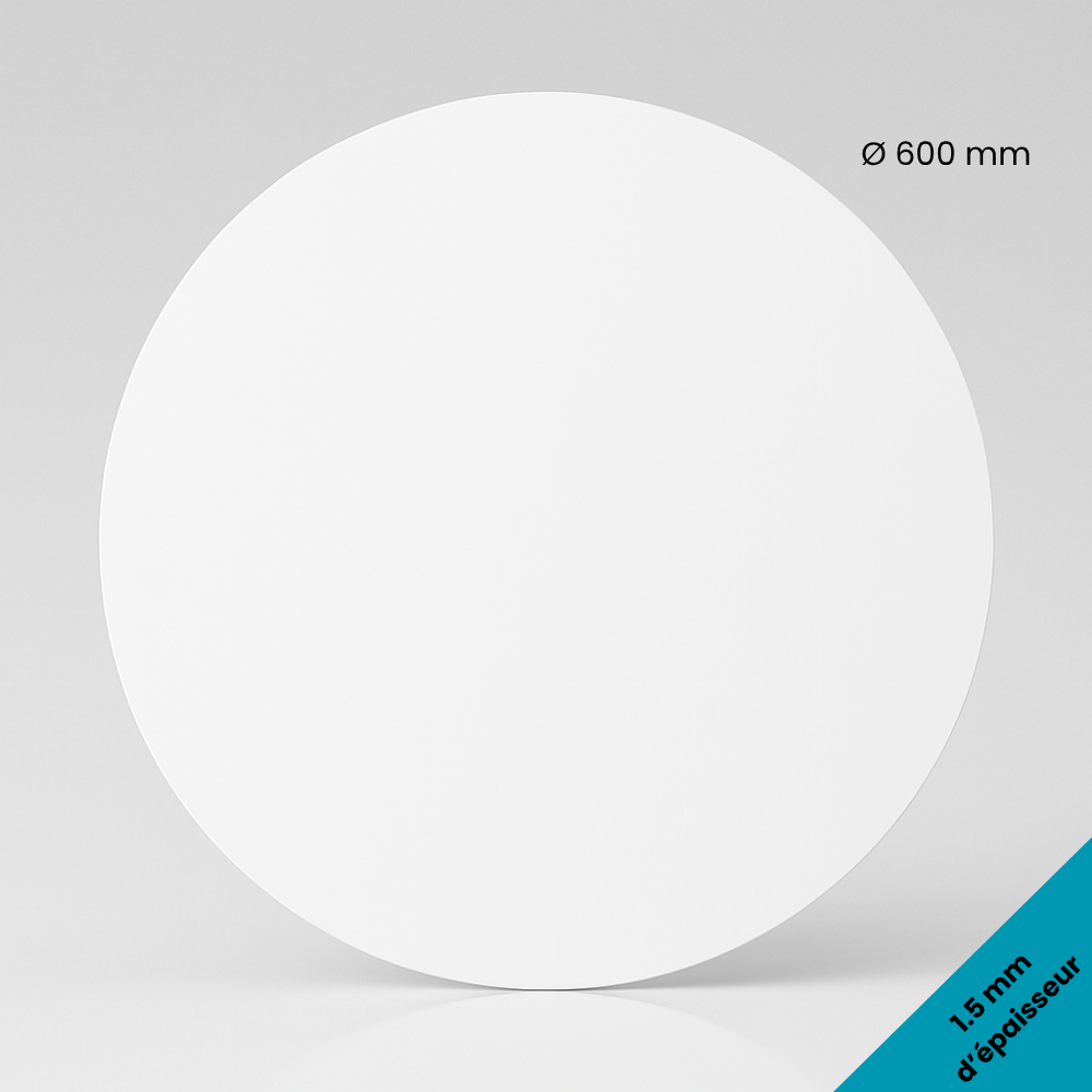 Plaque ronde PVC rigide blanche Ø 600 mm – Ép. 1,5 mm – Panneau à ...