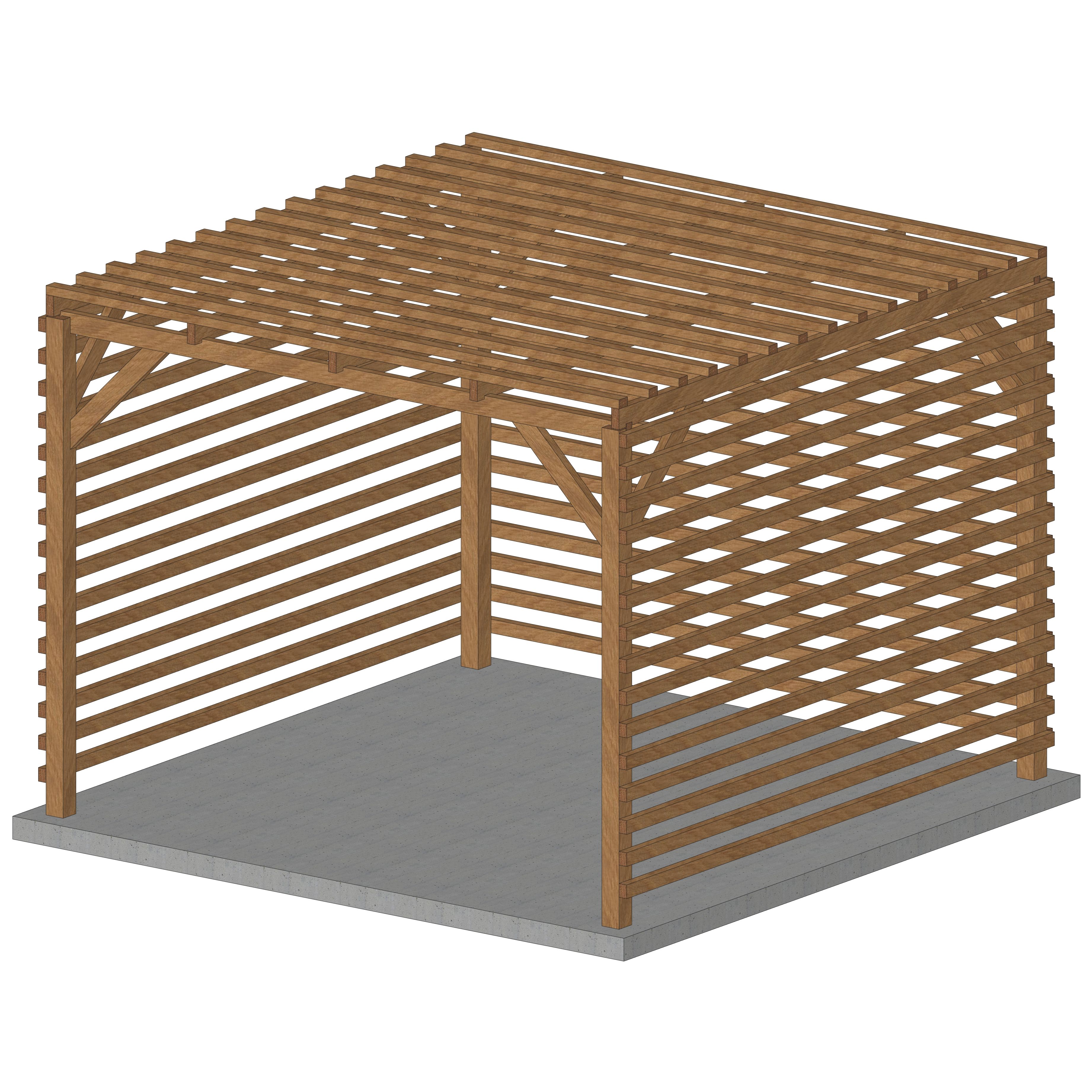 Pergola en bois massif 3x3, classe 3, durable , toiture brise soleil, 3 ...