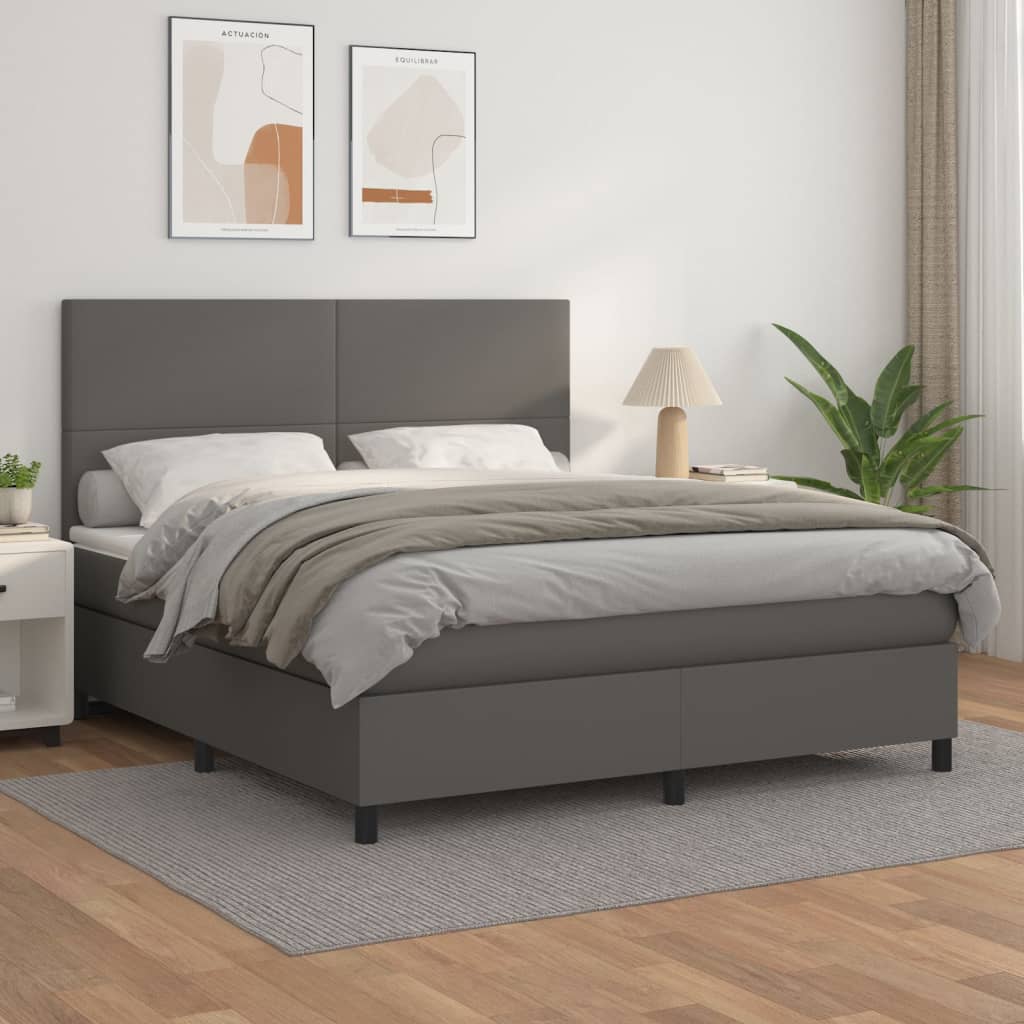 Cama con somier y colchón Gris 180x200 cm Polipiel | Leroy Merlin