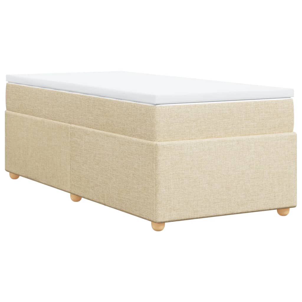 Cama box spring con colchón tela color crema 90x190 cm - COMFORTXL ...