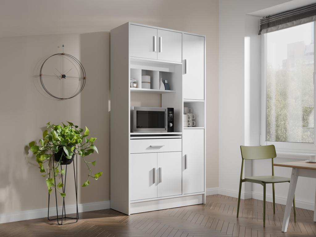 Buffet de cuisine avec 6 portes et 1 tiroir - Blanc - MADY II | Leroy ...