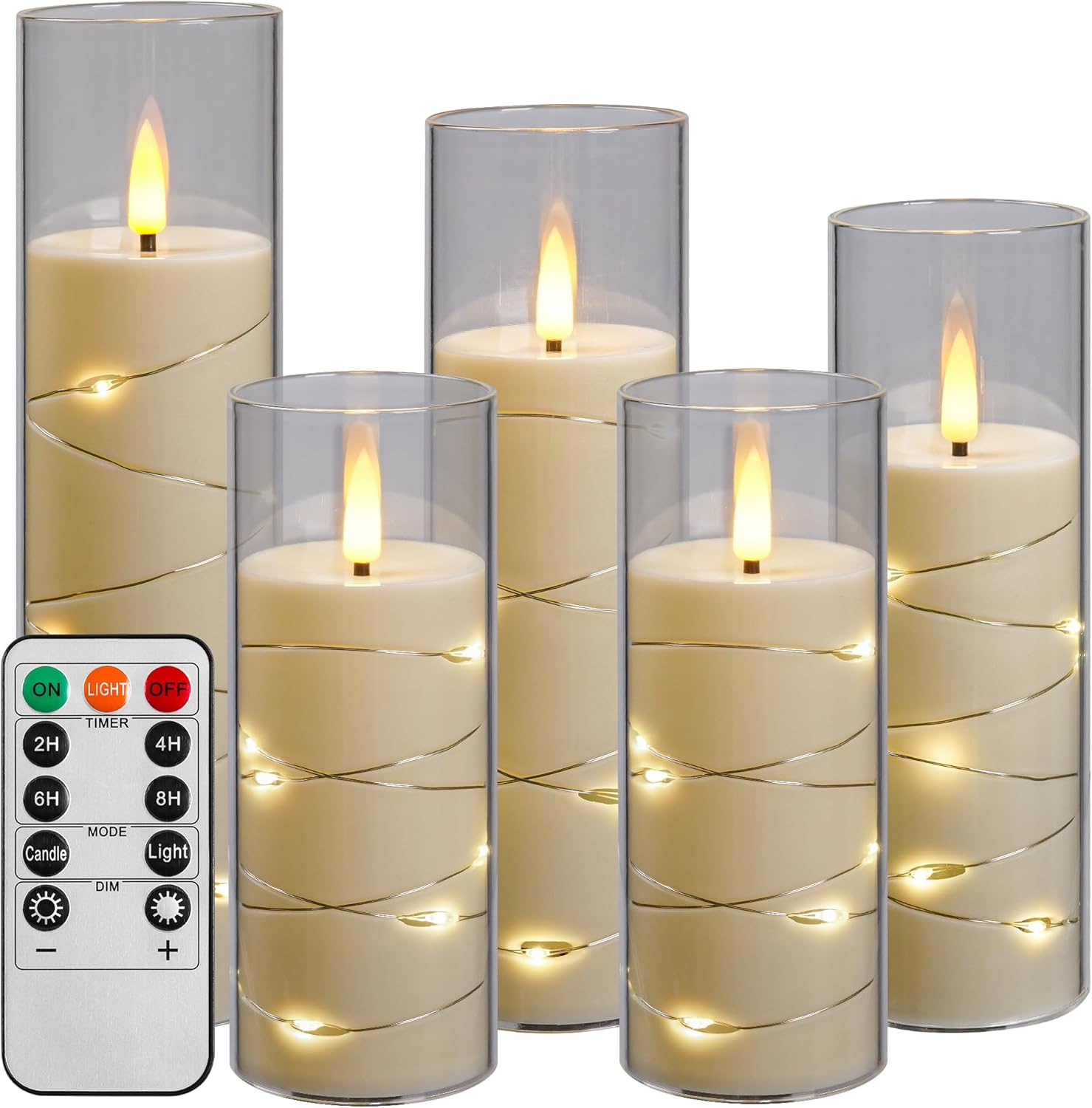 Tube de bougie LED le plus long 5,5 x 20 cm, couleur transparente, lot ...