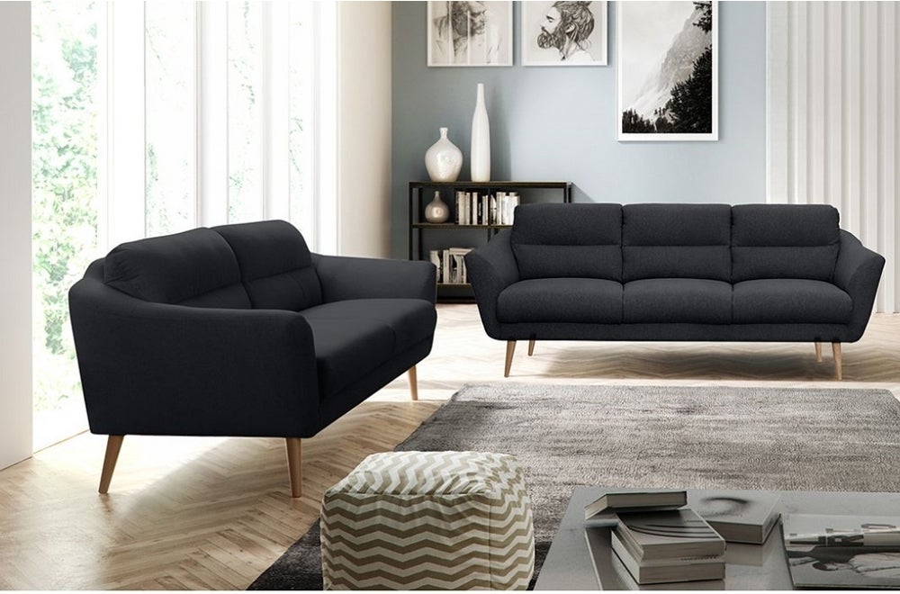 Canapé en tissu luxe 3 places, TRENDY noir (gris très sombre) | Leroy ...