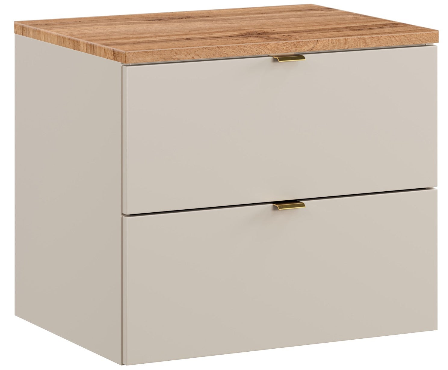 Meuble sous vasque à suspendre avec le plan chêne DALIA CACHEMIRE 60 cm ...