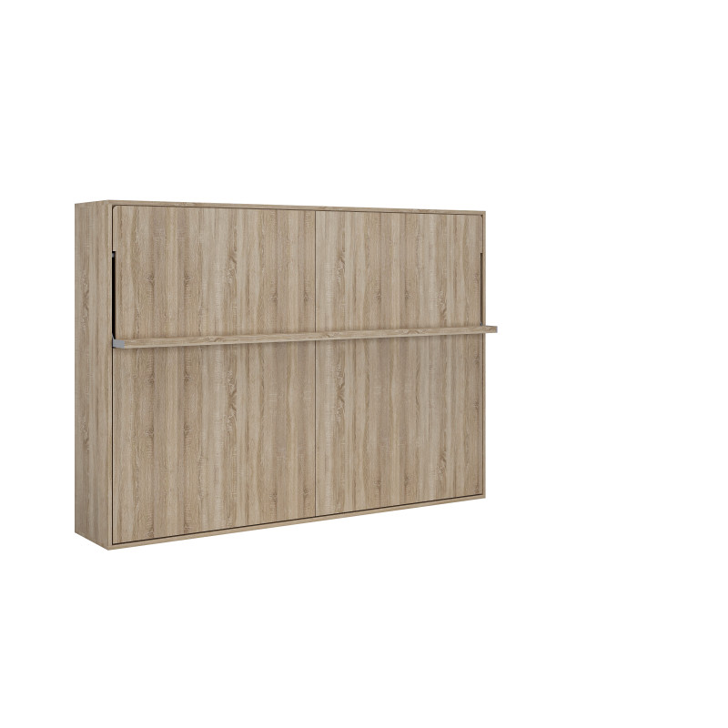 Armoire Lit escamotable 140x200cm Horizontal Chene Lit Rabattable Lit ...