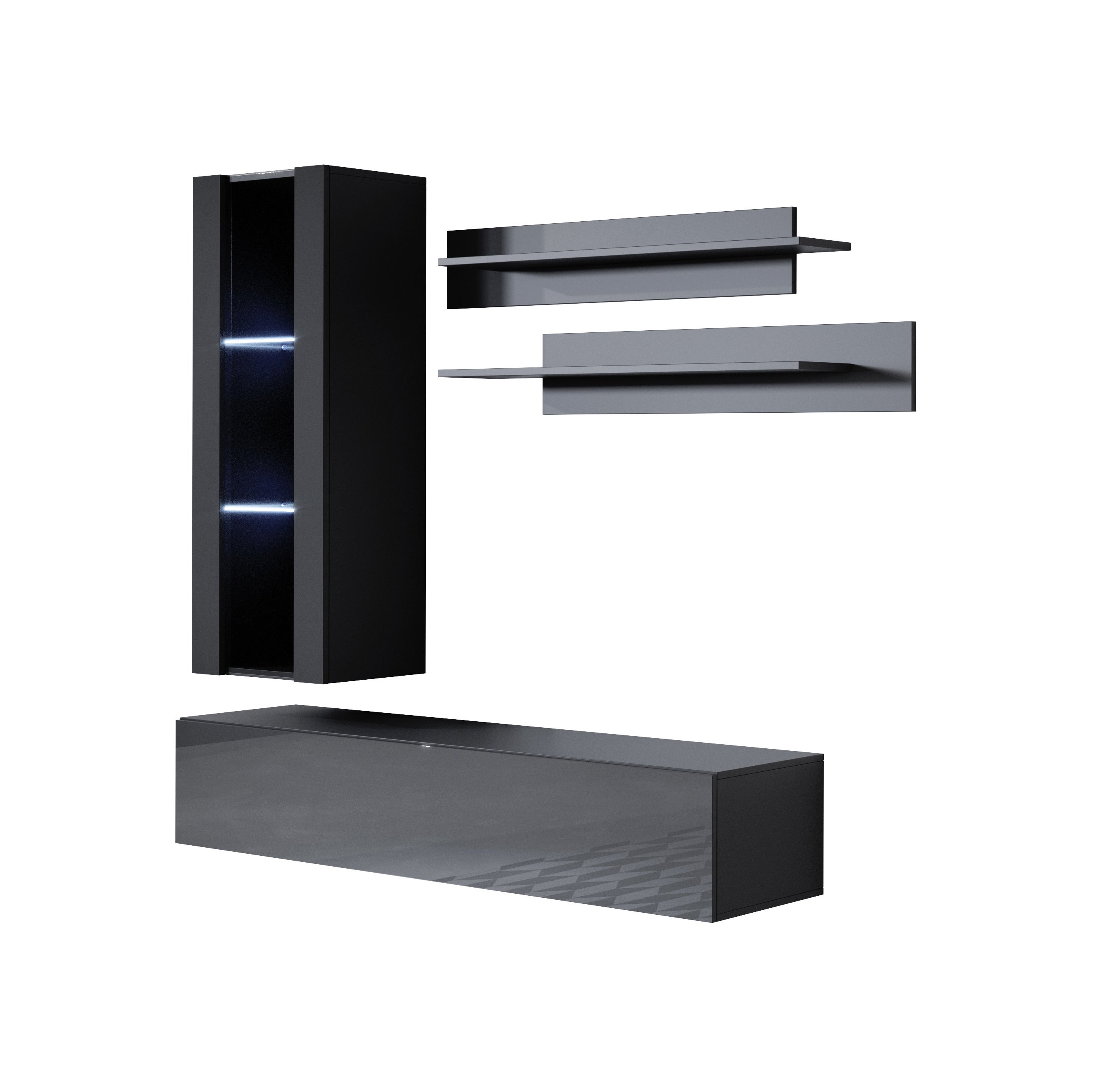 Mueble de salón con LED | Composición de salón TV | Mueble TV ...