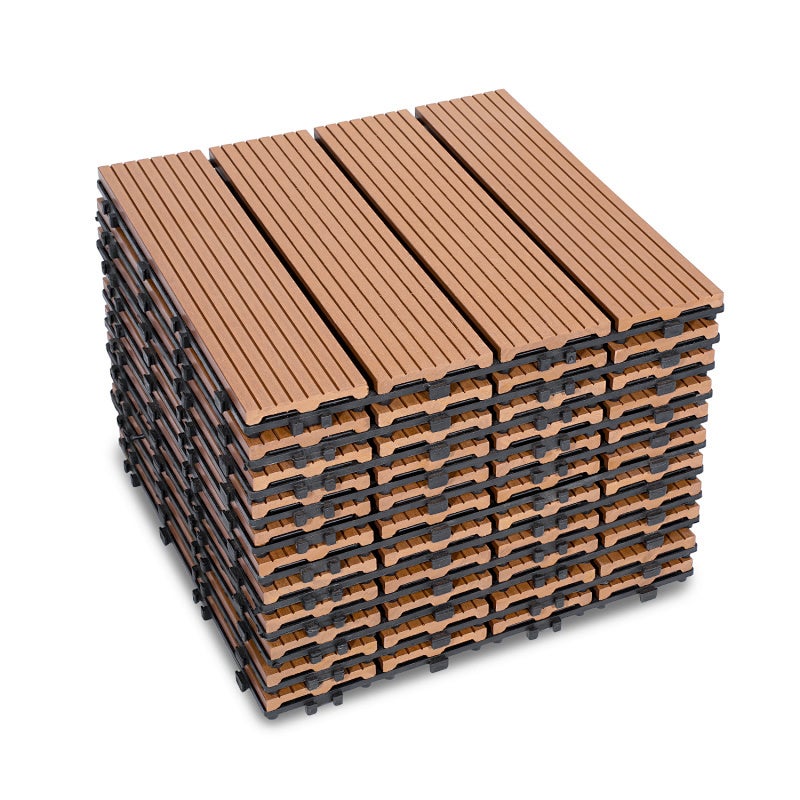 Lot de 88 dalles de terrasse en bois clipsables – Format 30 × 30 cm ...