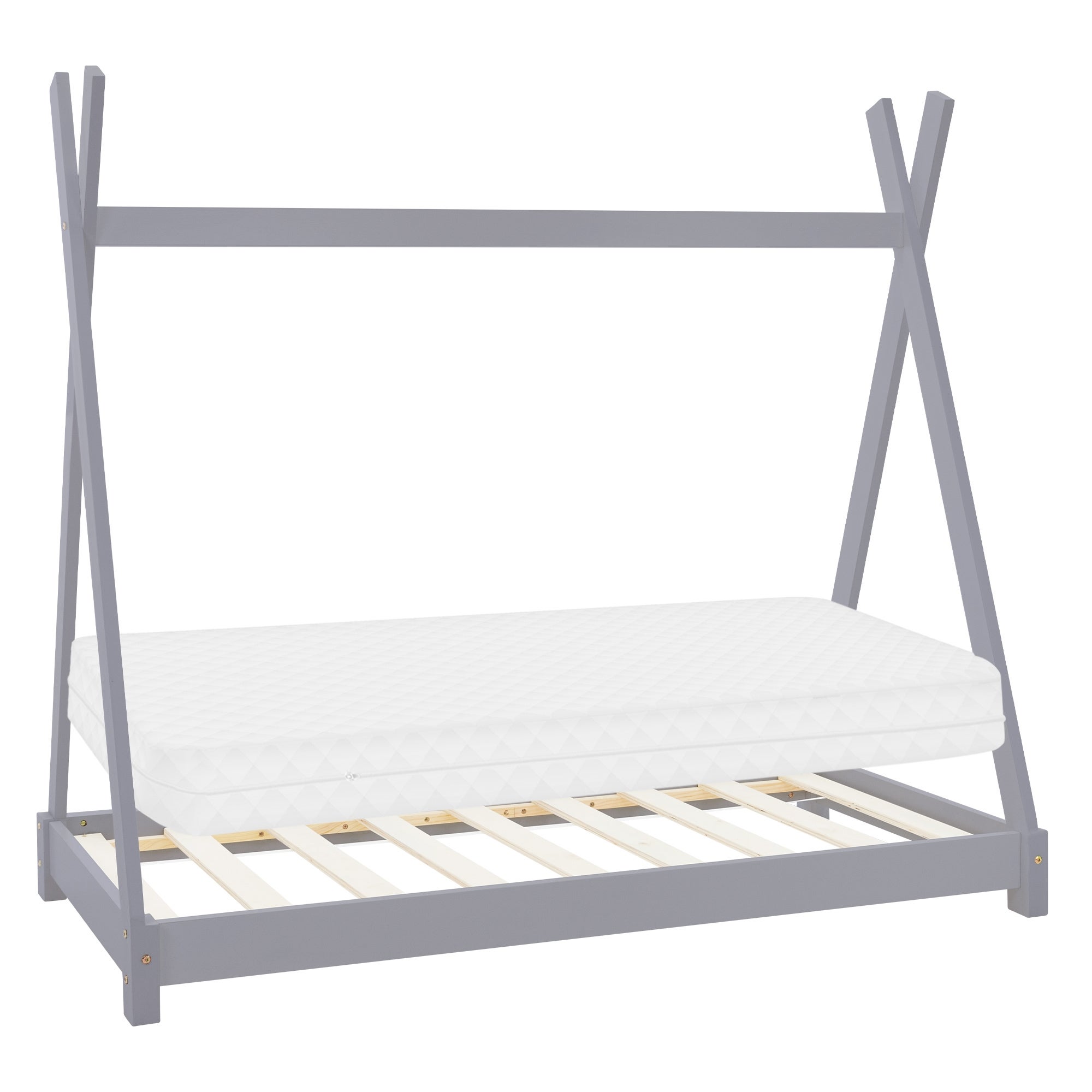Lit d'enfant Tipi + matelas lit style scandinave en bois de pin gris ...