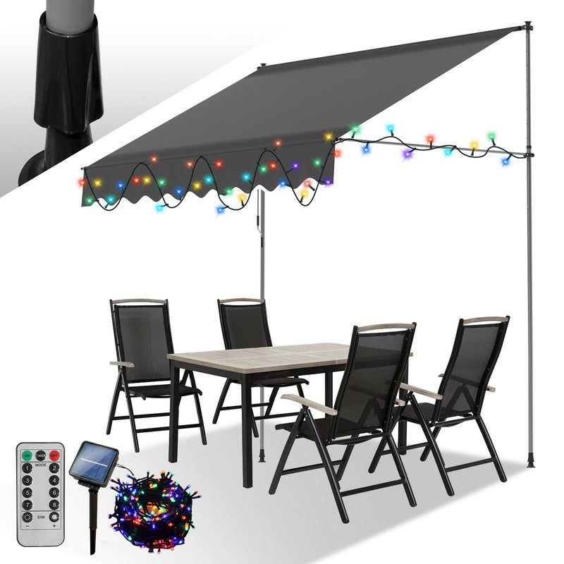 Toldo Manual con LED Retráctil de Jardín Ajustable 300cm Gris | Leroy ...
