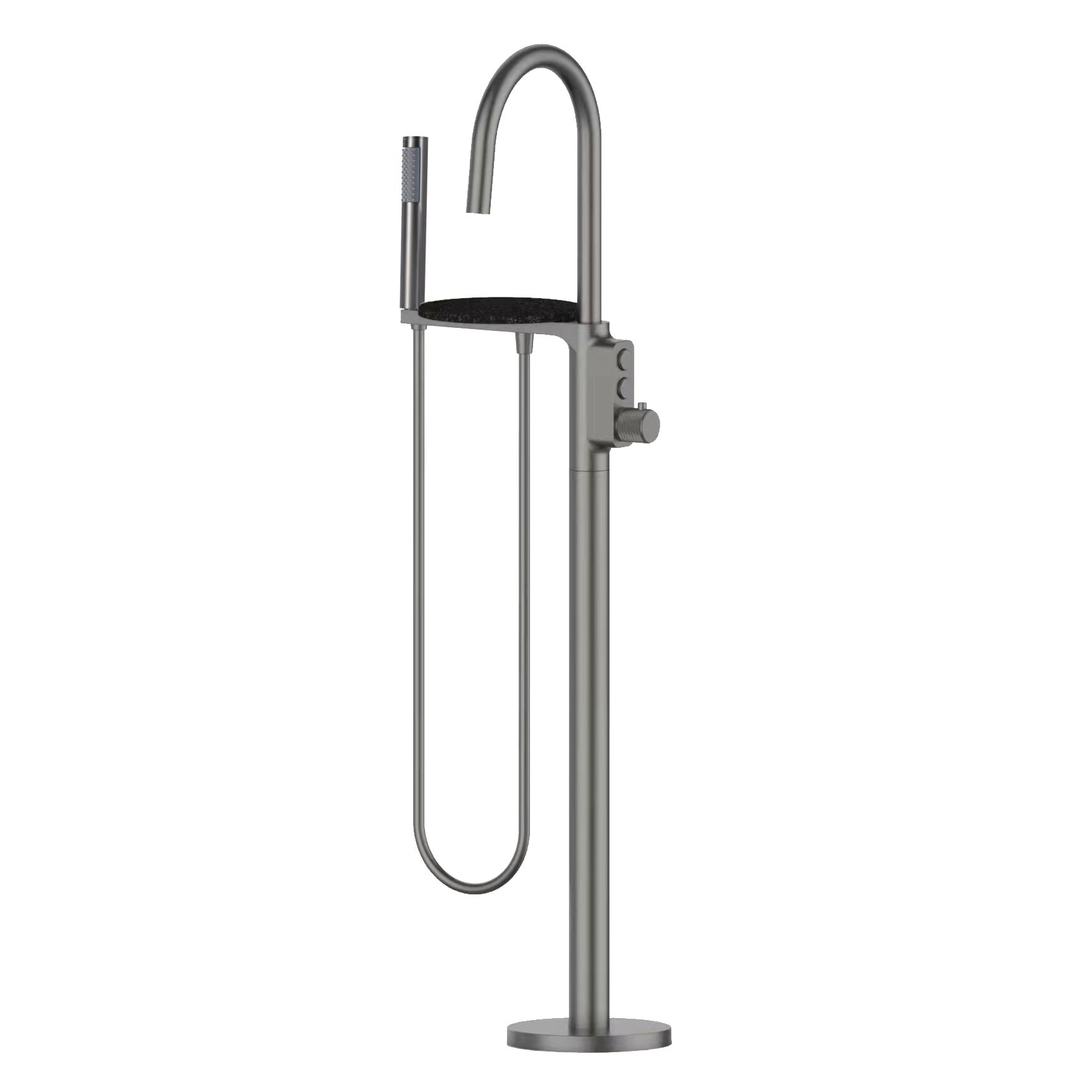 Robinet mitigeur thermostatique de baignoire au sol - Gun métal | Leroy ...