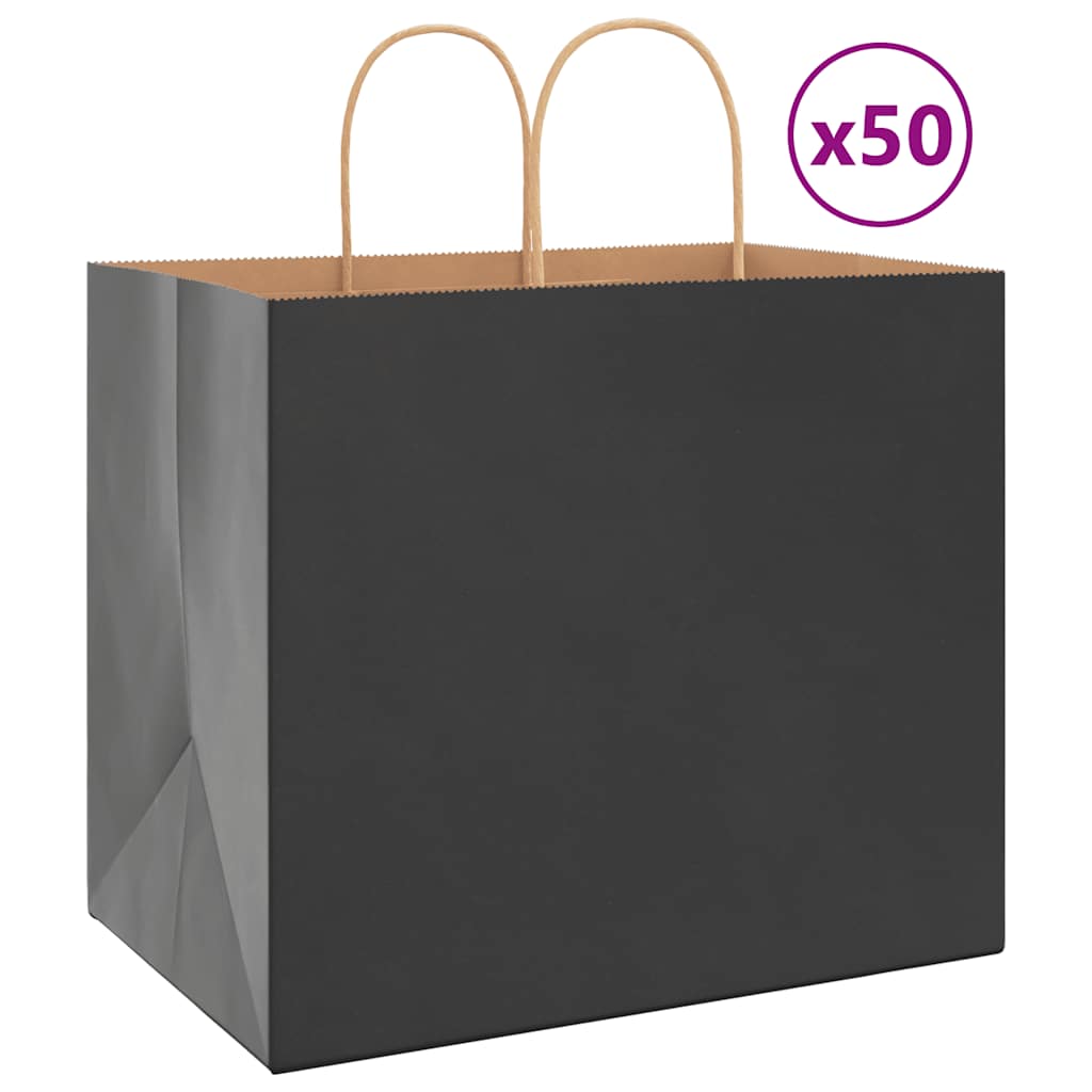 Sacs en papier kraft 50 pcs，Sacs kraft avec poignées noir 32x22x28 cm ...