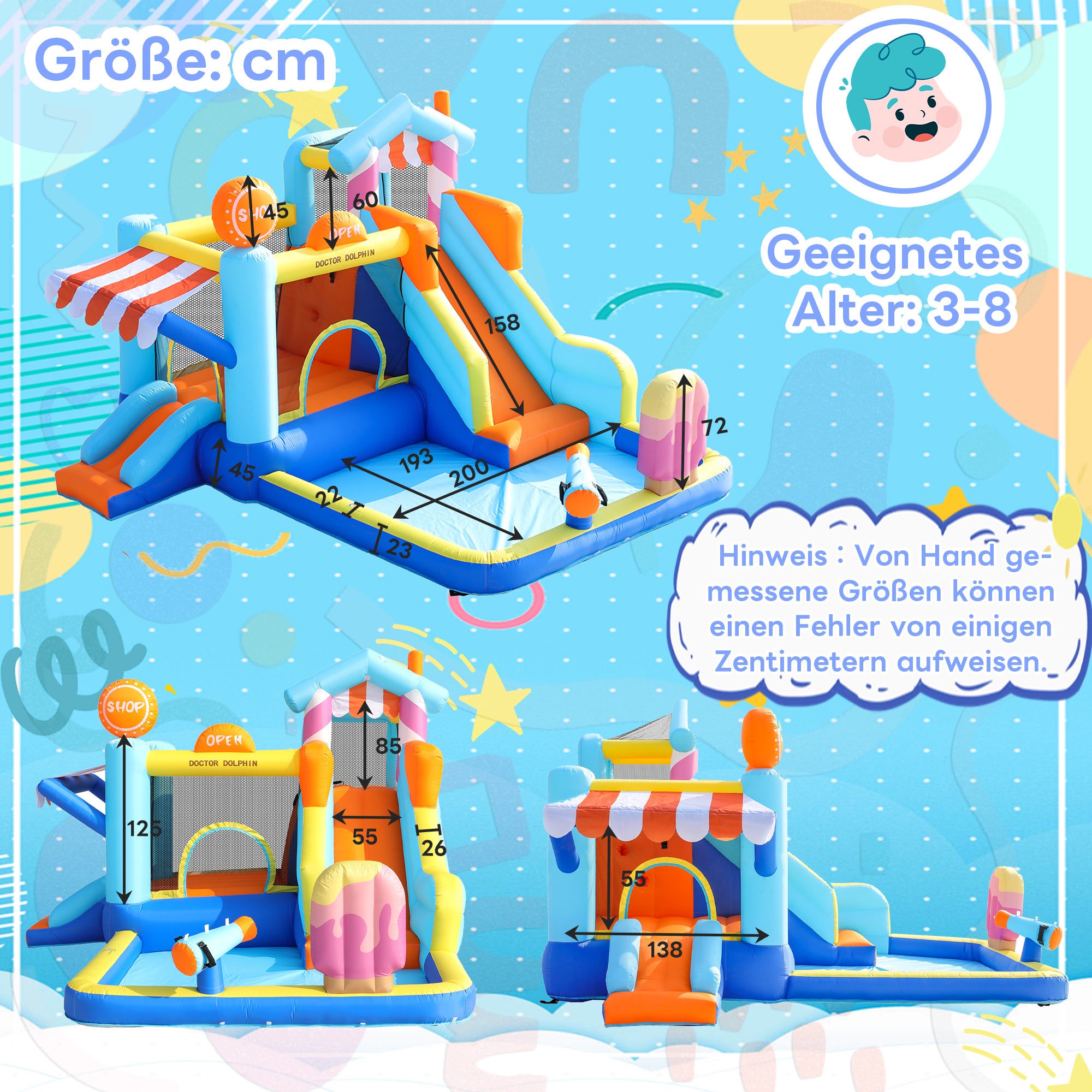 Parque acuático infantil con soplador, parque acuático multifuncional ...