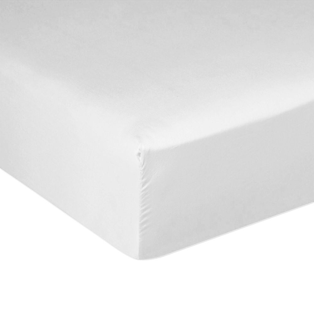 Drap housse 180x200 + 30 cm Satin de Coton Blanc | Leroy Merlin