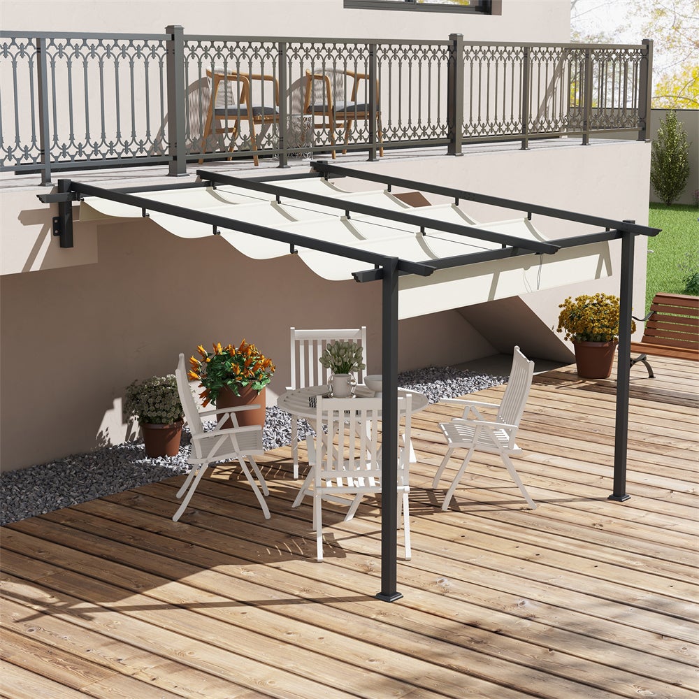 Pavillon Pergola 3x3m – Toit Rétractable, Résistant au Vent, Structure ...