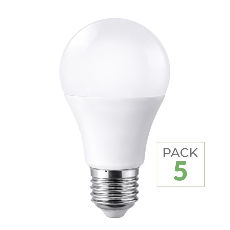 Pack de 5 - Ampoule E27 LED 9W 220V A60 180° - Blanc Neutre 4000K ...