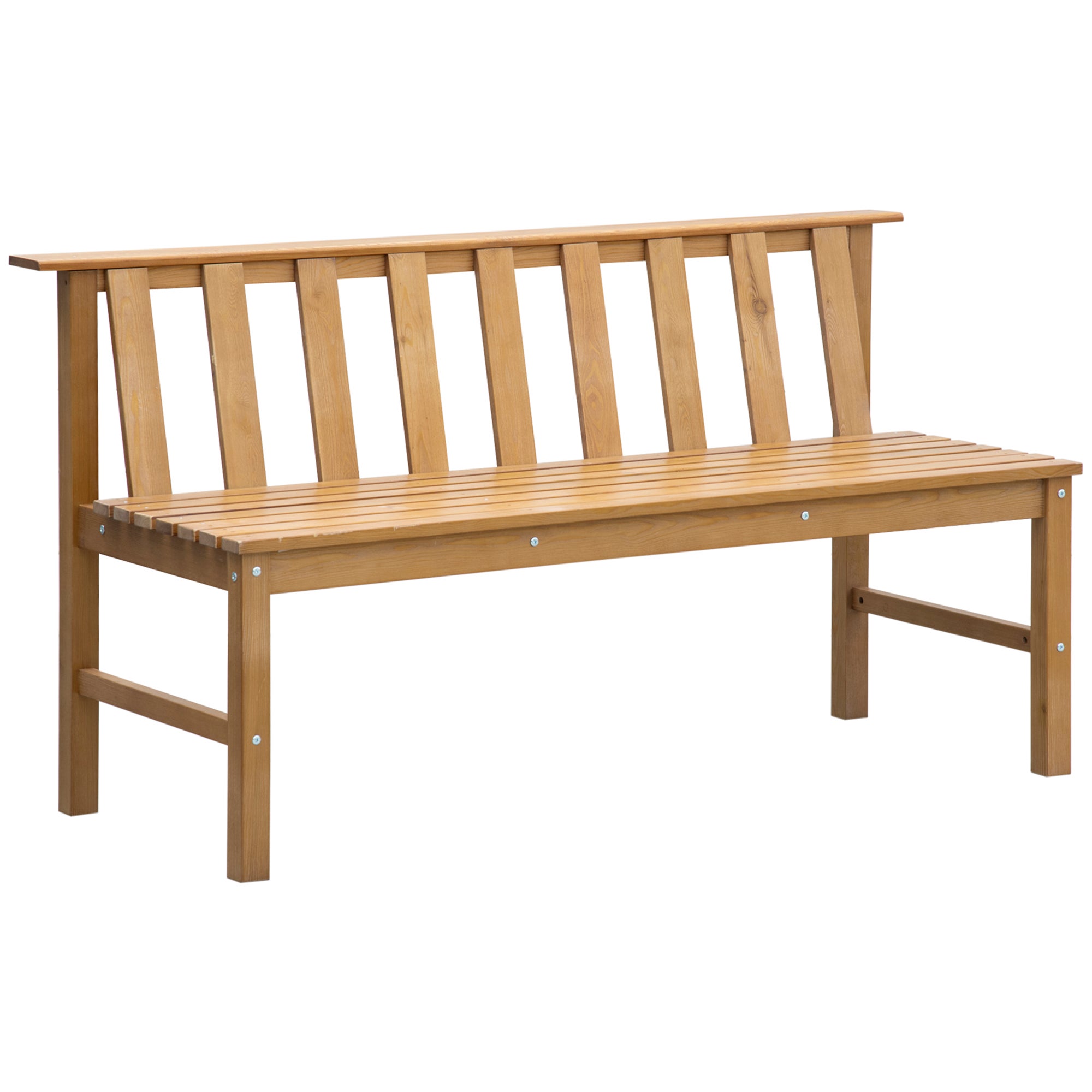 Banc de jardin 3 places, banc d'extérieur en bois avec dossier à lattes ...