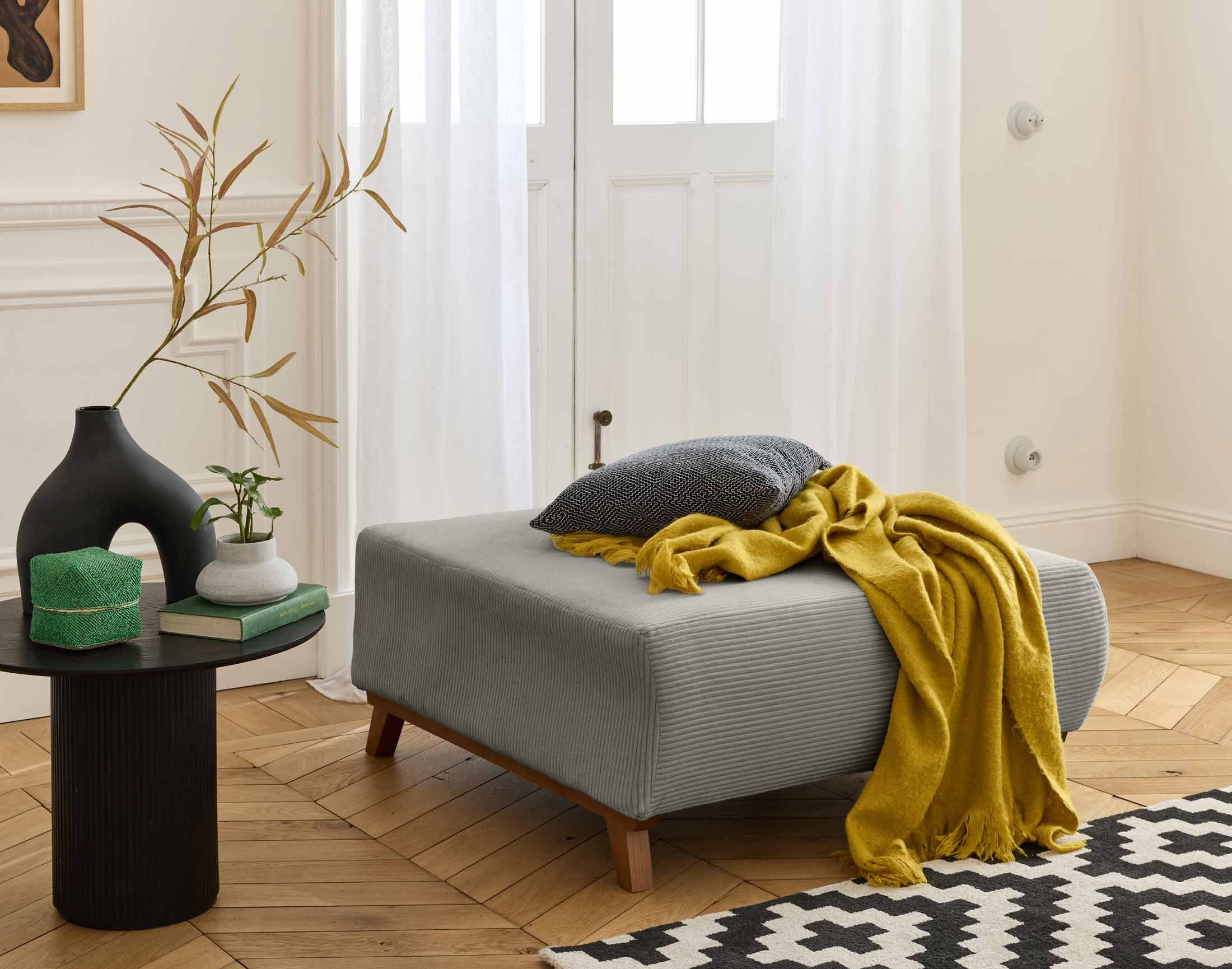 Pouf modulable - 95 cm - en velours côtelé | Leroy Merlin