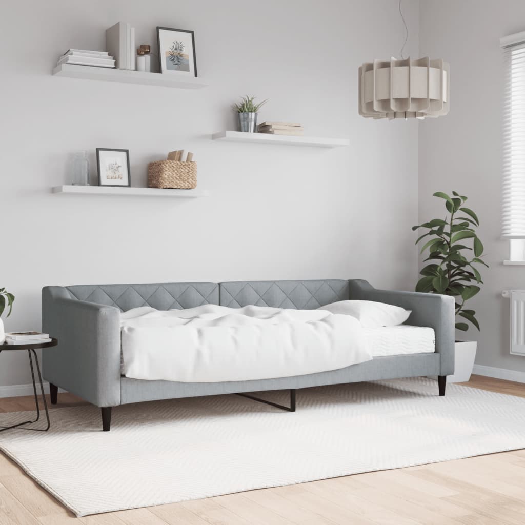 Lit simple | Lit adulte | Lit de jour avec matelas gris clair 90x200 cm ...