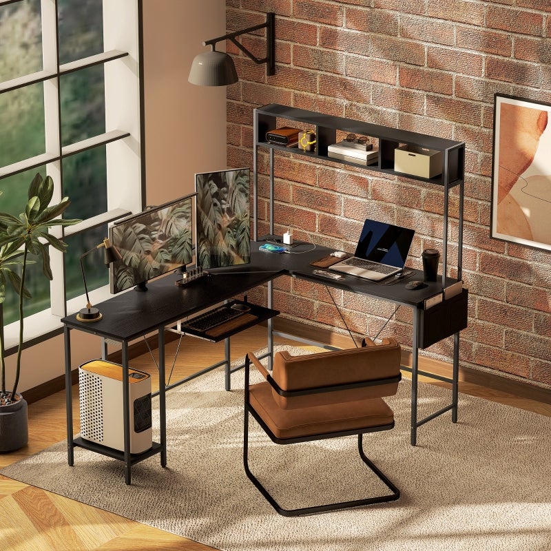 Bureau modulable, bureau d'angle avec Prise et port USB, Style ...
