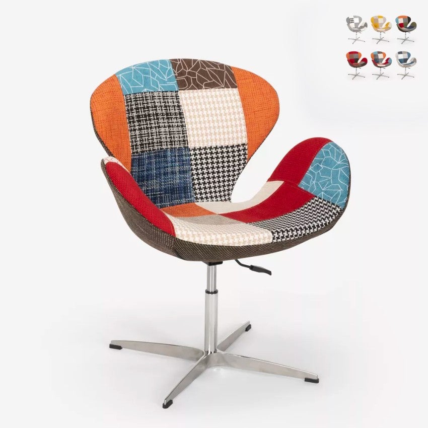 Sillón giratorio estudio de salón estilo patchwork de diseño moderno Stork - Patchwork 7 | Leroy ...