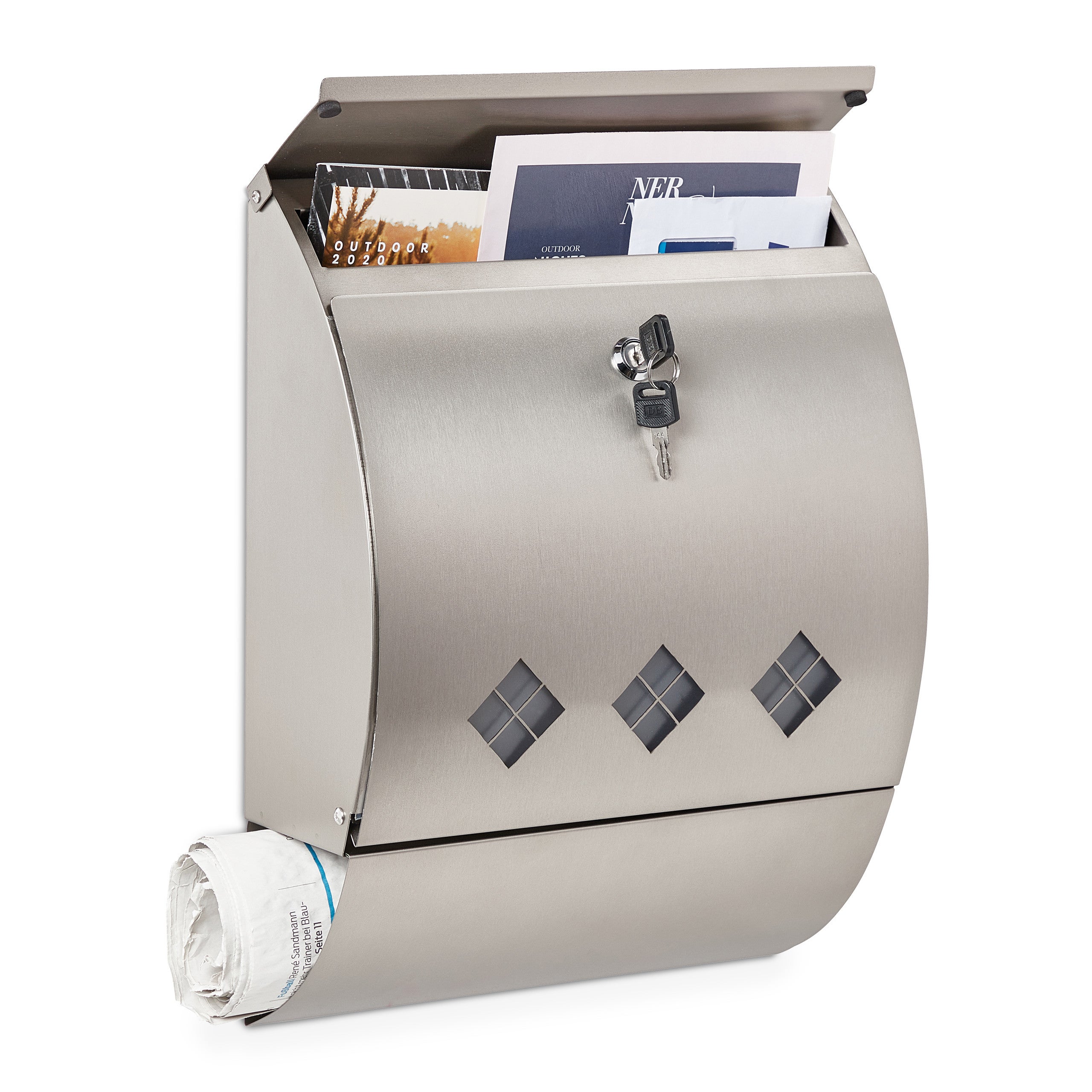 Relaxdays Buzón Pared, Acero Inoxidable, Espacio para Periódicos ...