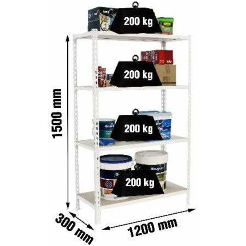 Estanteria MADERCLICK MEGAPLUS 4/300 1500 BLANCO/MADERA - 8425437077333 - Simon Rack | Leroy Merlin