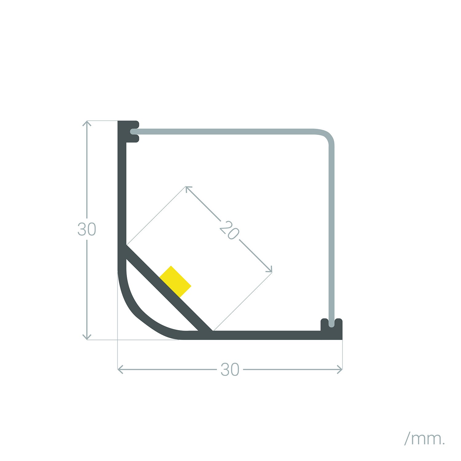 Ledkia - Perfil Aluminio Esquina Triangular 2m para Tira LED hasta 20mm ...